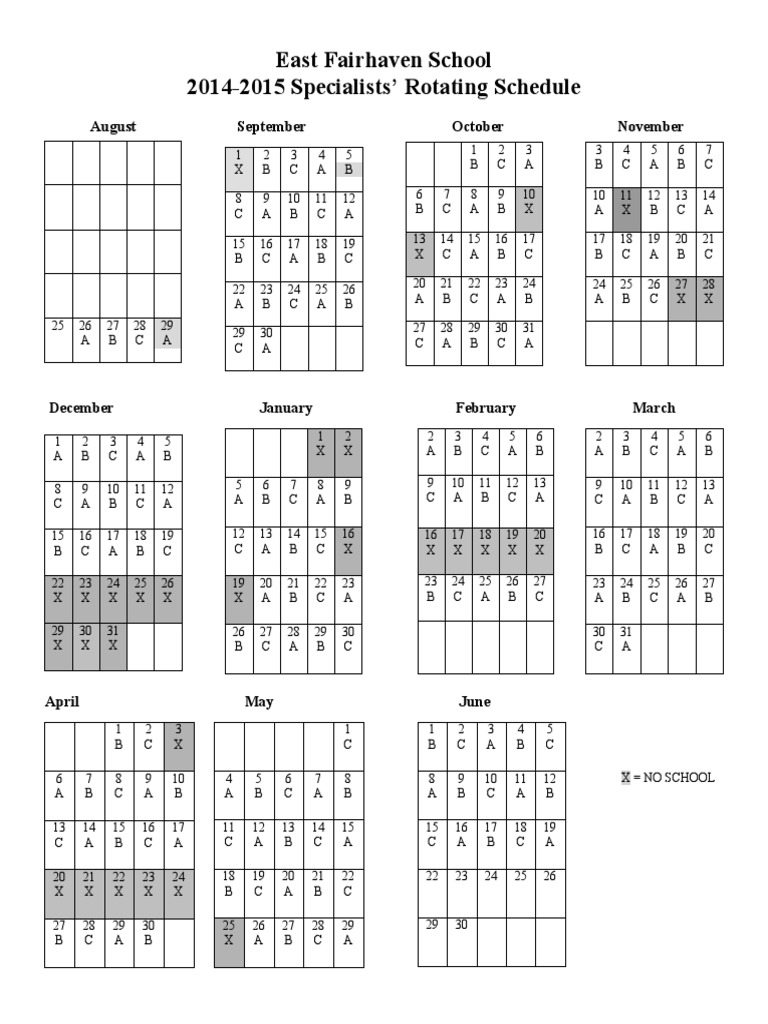 East Fairhaven School 2014-2015 Schedule | PDF