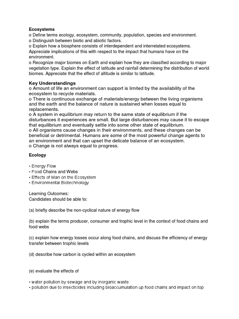 Bio 2010 - Ecology and Man - Key Concepts Etc | PDF | Science ...