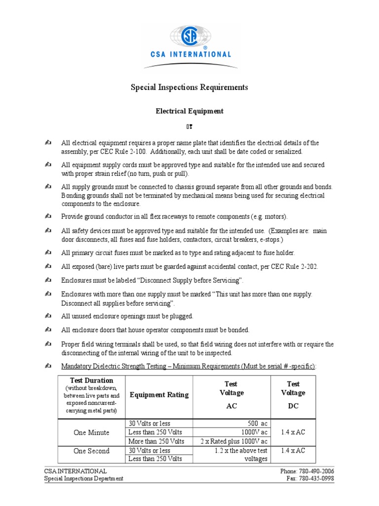 Electrical Inspection Guidelines | PDF
