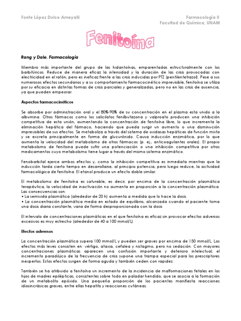 Fenitoína | PDF | Farmacología | Farmacocinética