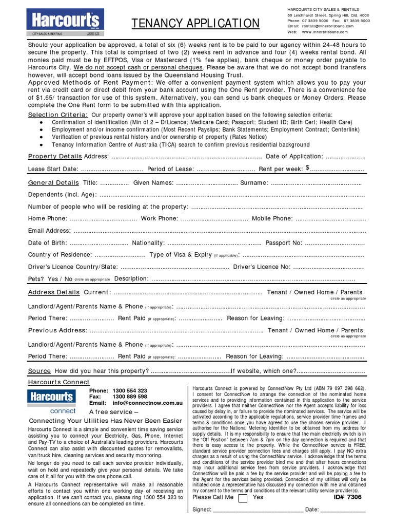 Tenancy Application Form 2012 | PDF | Payments | Banks
