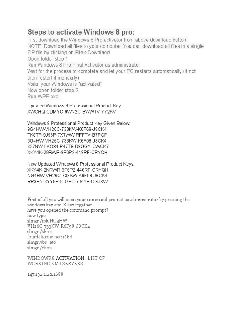 Activate Windows 8 Pro in under 15 steps | PDF | Windows 8 | Microsoft ...