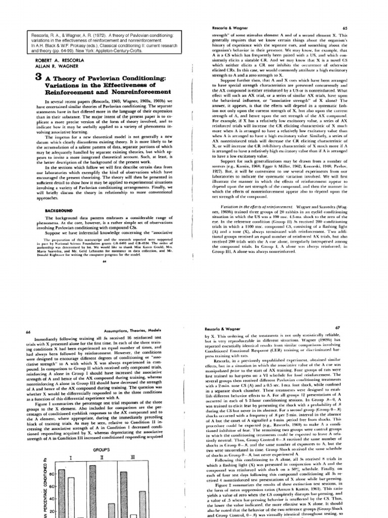 Rescorla & Wagner 1972 | PDF | Classical Conditioning | Psychological ...