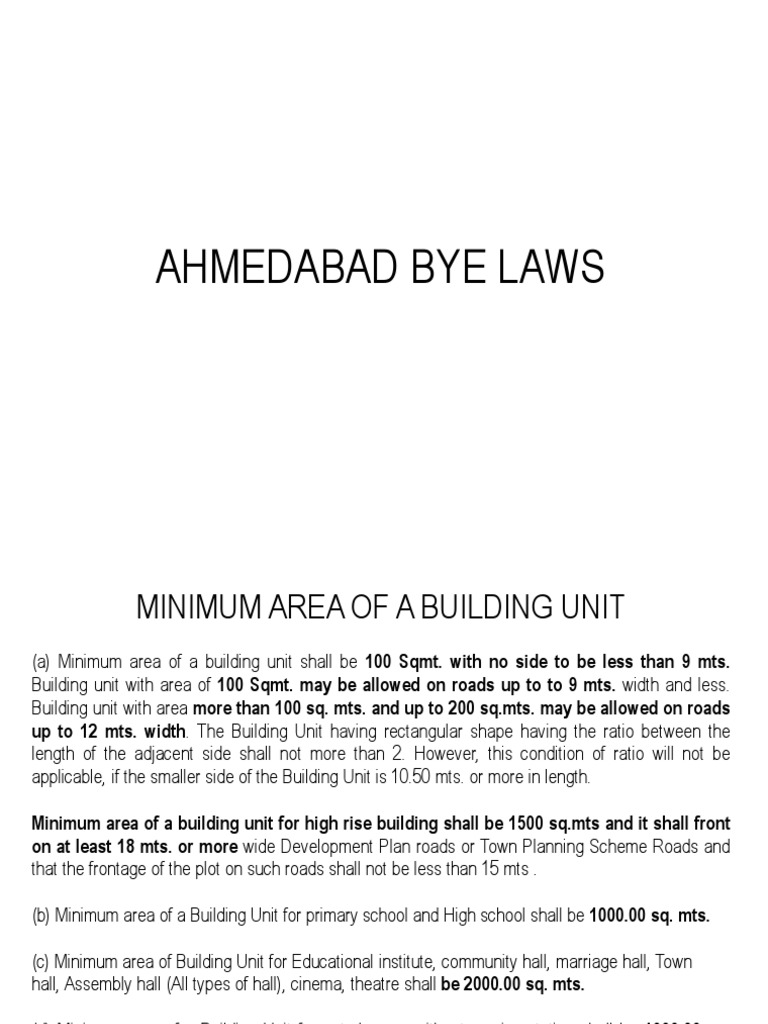 Ahmedabad Building Bye Laws | PDF | Yard | Stairs