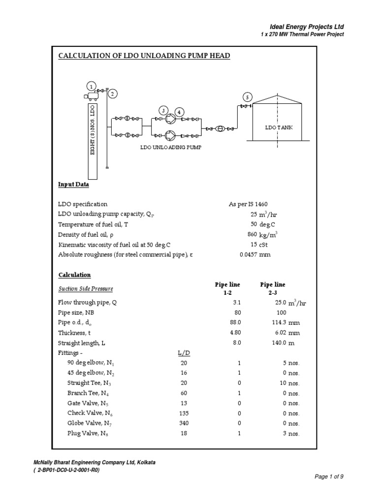 103.B.0 - FO Pump Head Calculation | PDF