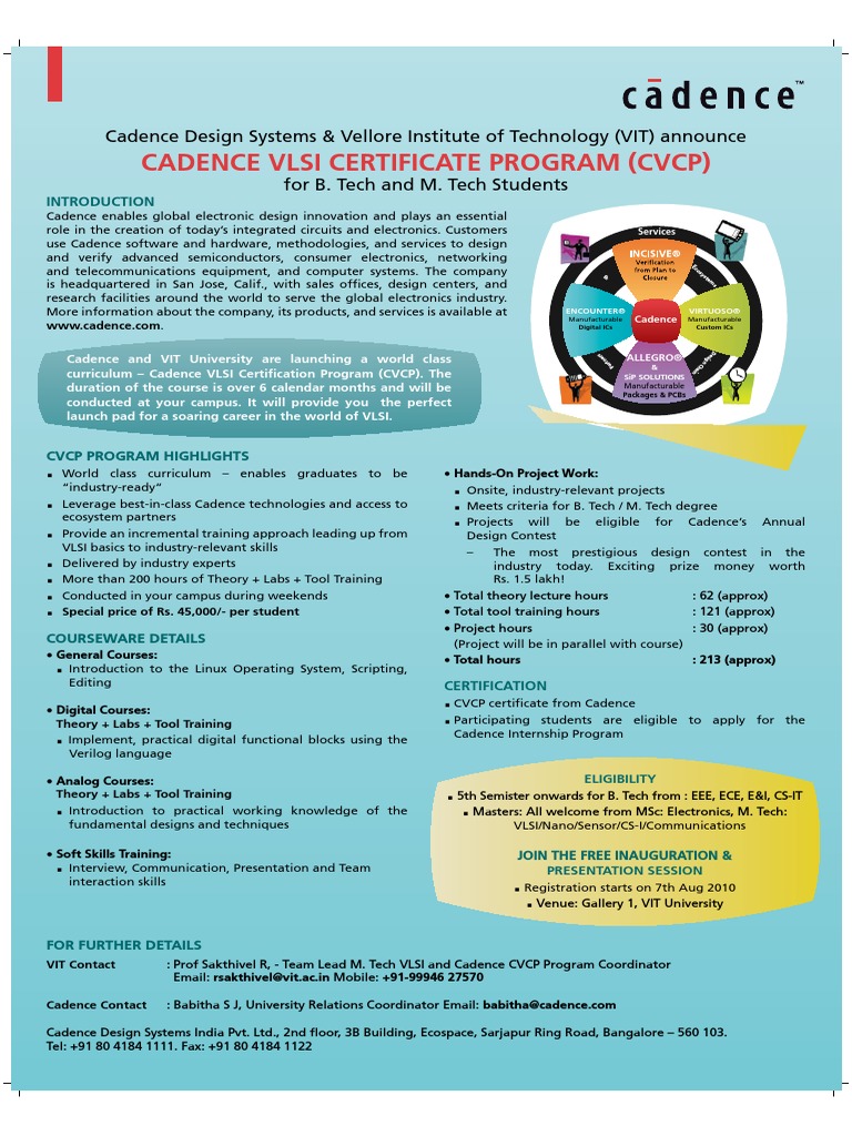 Cadence Vlsi Certificate Program (CVCP) | PDF | Integrated Circuit ...