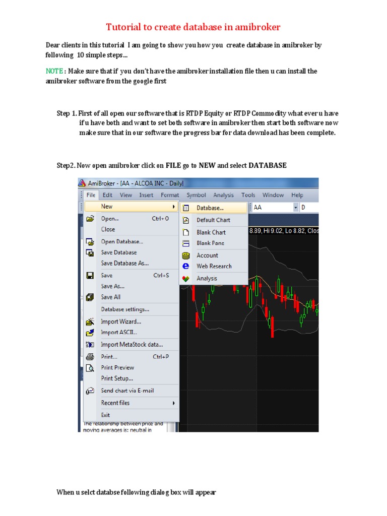 Create Database in Amibroker | PDF | Dialog Box | Databases
