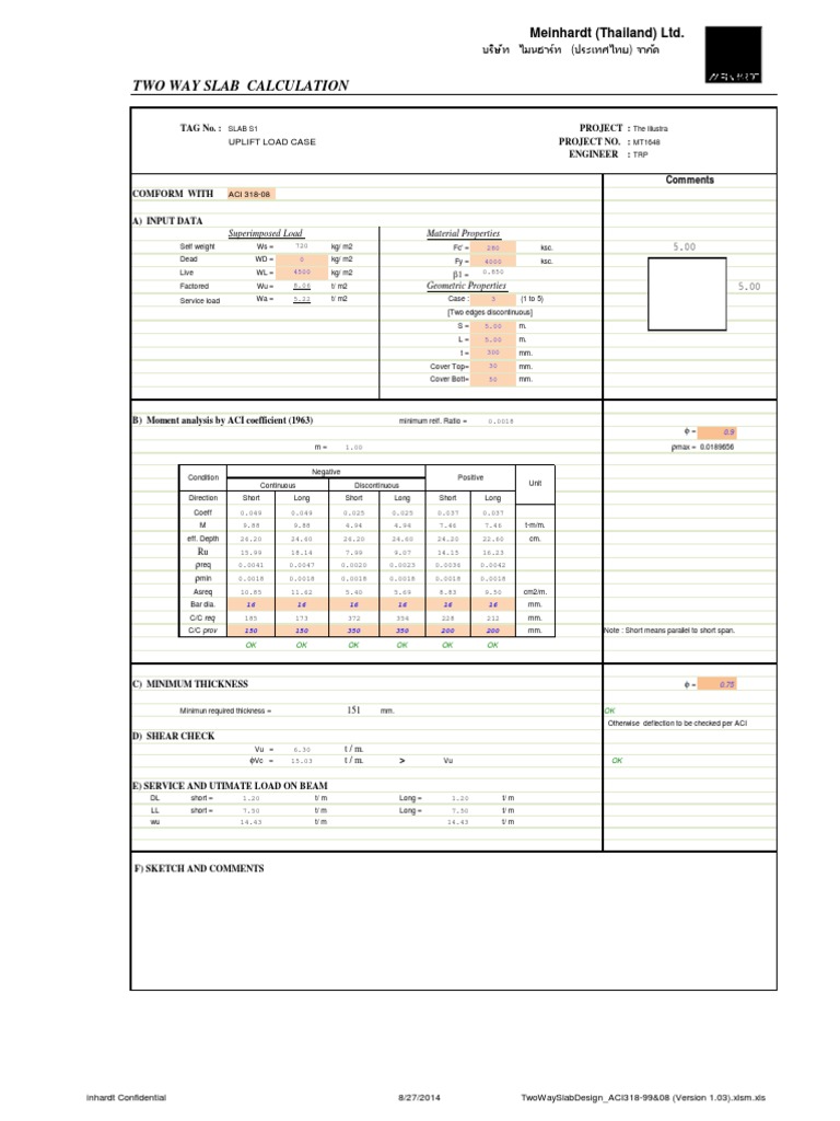 A Spreadsheet of RC Two Way Slab Designing | PDF | Civil Engineering ...