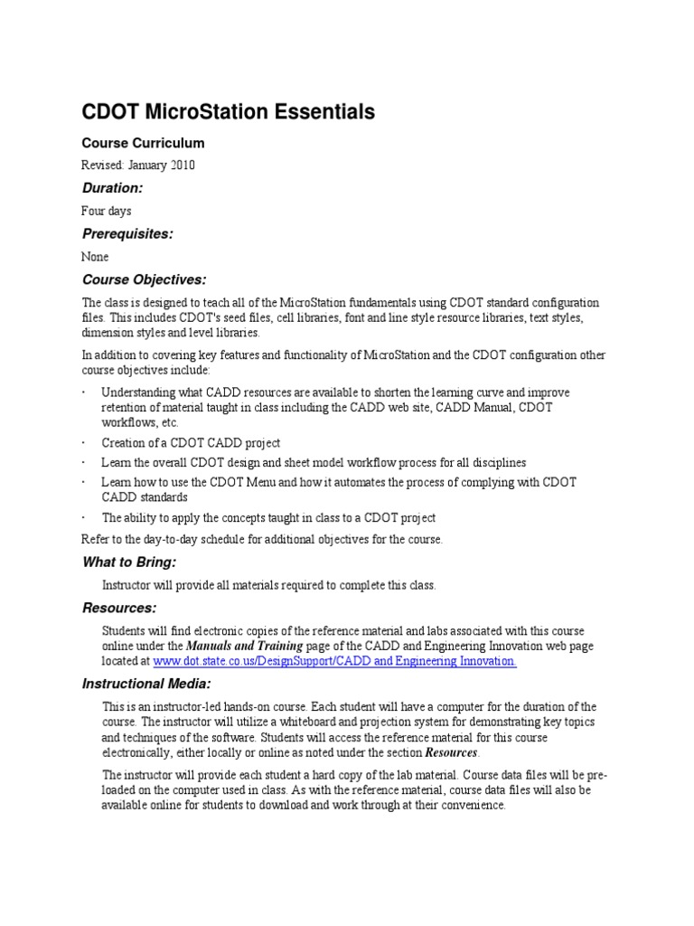 MicroStation Essentials Curriculum | PDF | Computer Aided Design | 3 D ...