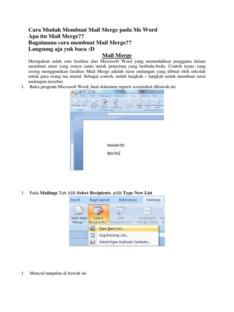 Cara Mudah Membuat Mail Merge Pada Ms Word | PDF