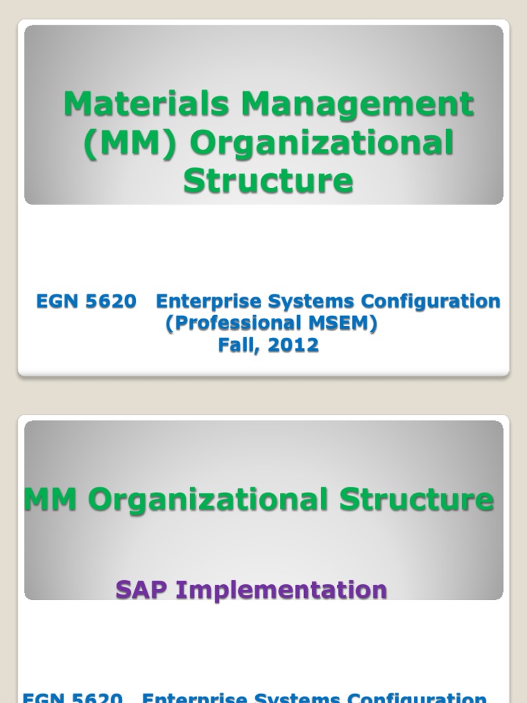 Materials Management (MM) Organizational Structure | Download Free PDF ...