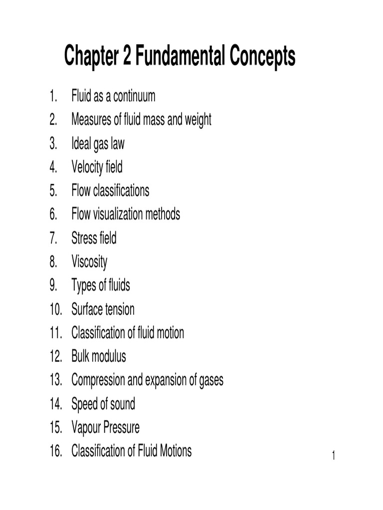 Chapter 2 Fundamental Concepts | PDF | Viscosity | Gases
