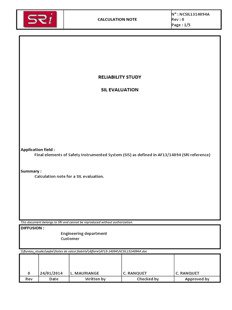SIL Calculation | PDF | Valve | Systems Engineering