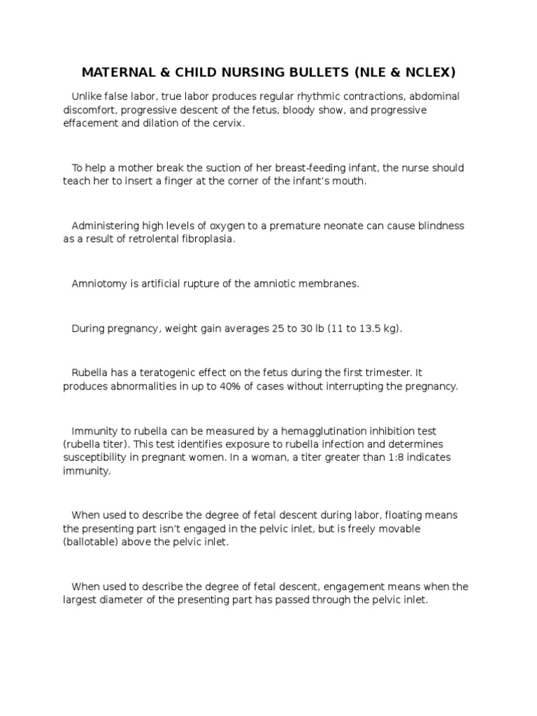 Nursing Bullets | PDF | Pregnancy | Fetus