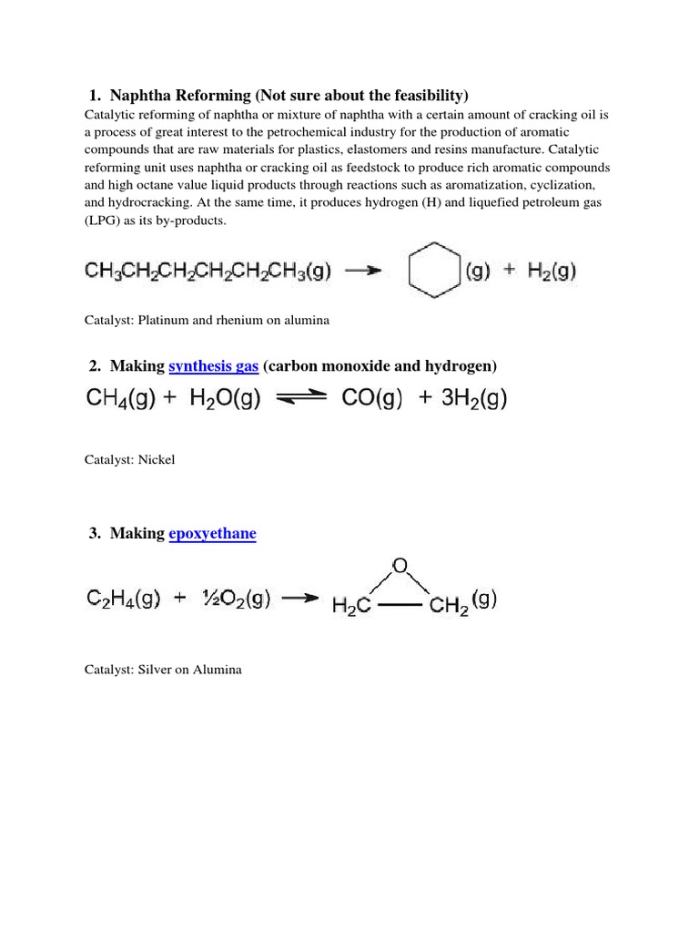Naphtha Reforming and Catalytic Reactions | PDF