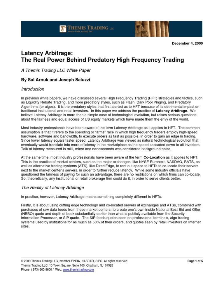 Latency Arbitrage | PDF | High Frequency Trading | Financial Markets