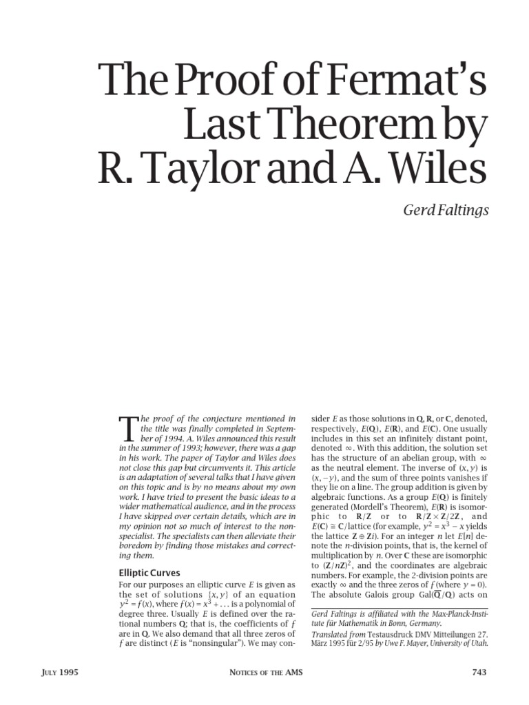 Fermat's Last Theorem Proof | PDF | Teaching Methods & Materials