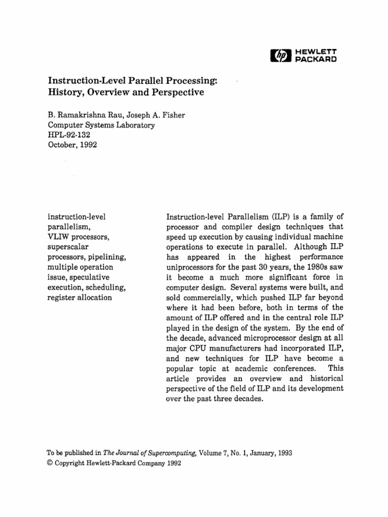 RHD'L: Instruction-Level Parallel Processing: History, Overview and ...