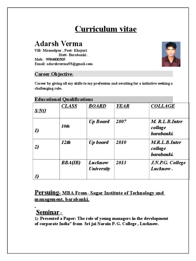 Adarsh Verma CV | PDF