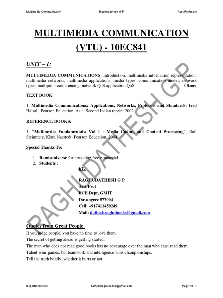 Multimedia Communication VTU Unit 1 | PDF | Digital Subscriber Line ...