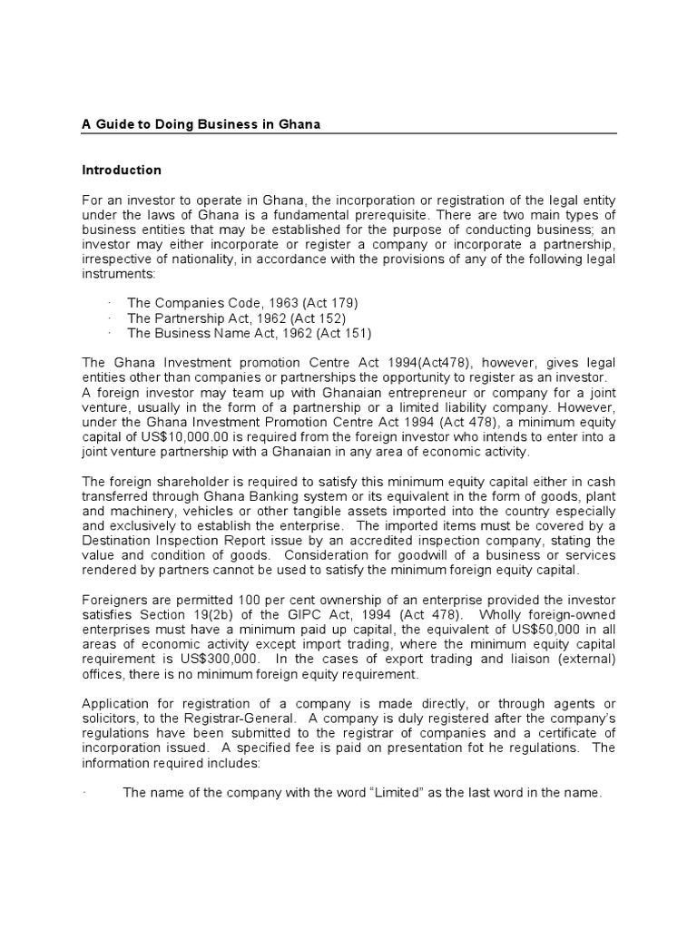 Business Registration Guide for Ghana | PDF | Partnership | Taxes