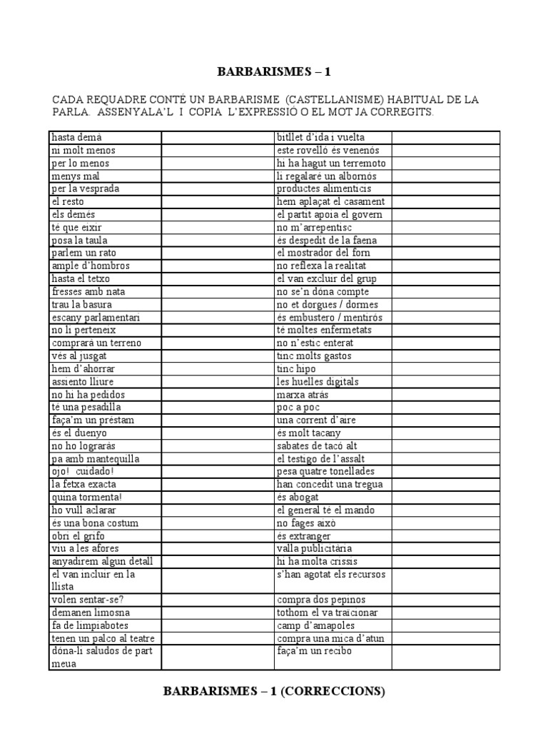 Barbarismes 01 | PDF