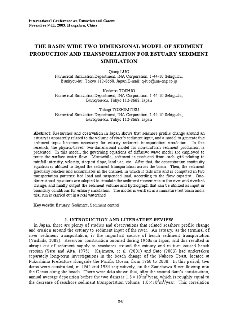 The Basin-Wide Two-Dimensional Model of Sediment Production and ...