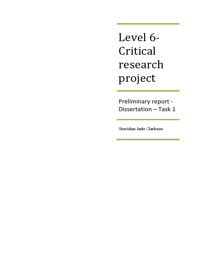 Level 6-Critical Research Project: Preliminary Report - Dissertation ...