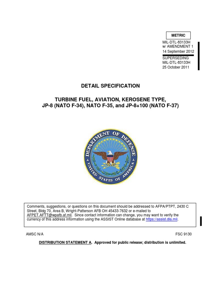 JP-8 Specs | Petroleum | Diesel Fuel | Free 30-day Trial | Scribd