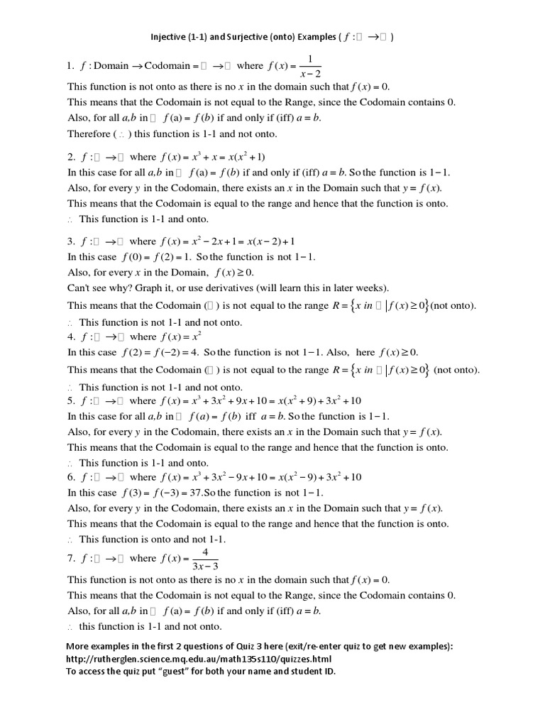 Surjective and Injective Examples 2014 | PDF | Function (Mathematics ...