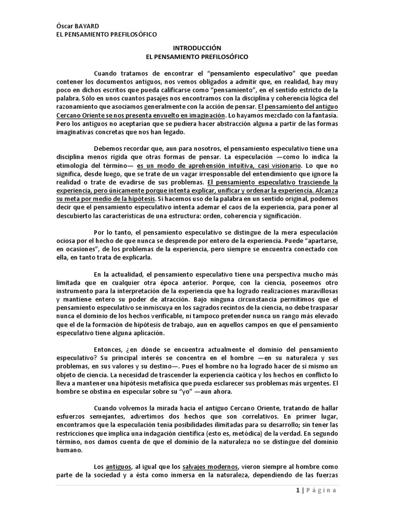 El Pensamiento Prefilosófico | PDF | Conocimiento | Homo Sapiens