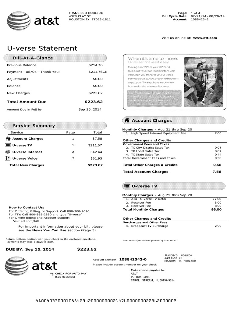Jordan Stryder's ATT Bill | PDF | Fee | At&T
