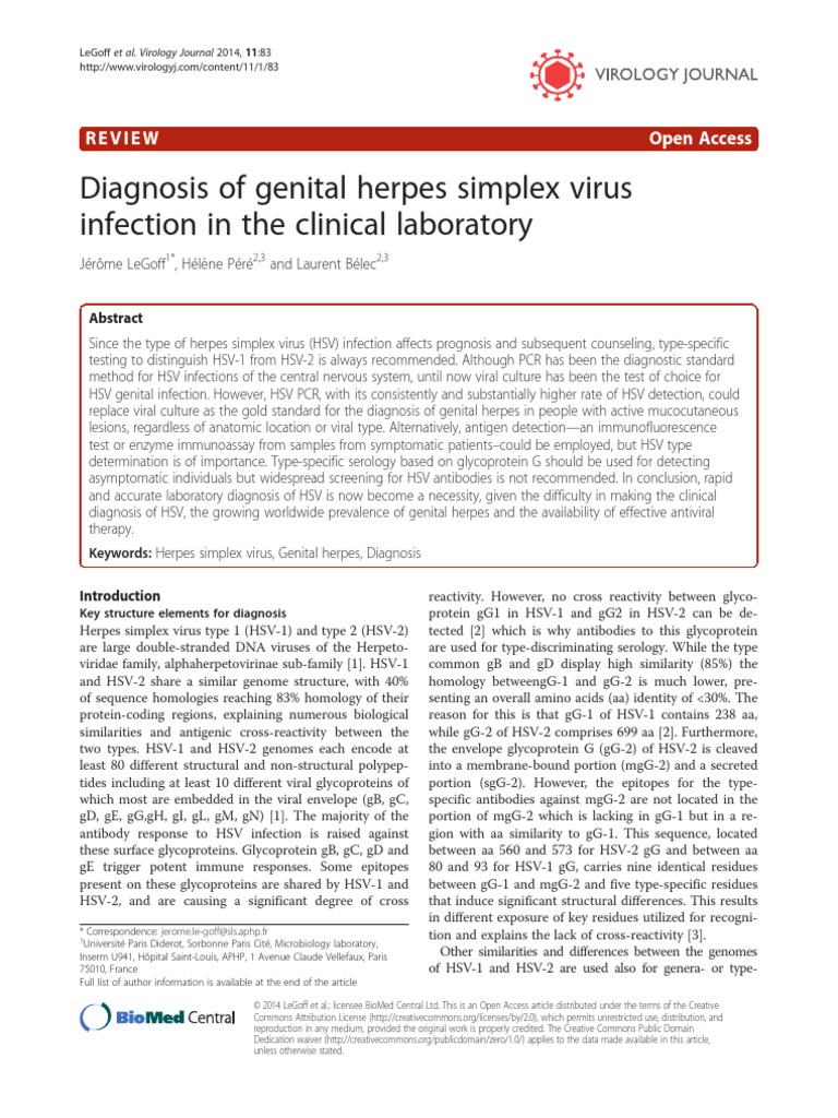 Diagnosis of Genital Herpes Simplex Virus Infection in The Clinical ...