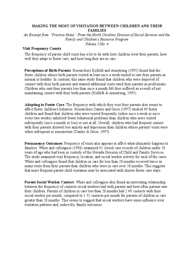 25 Making The Most of Visitation Between Children and Their Families ...