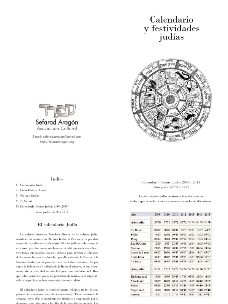 Libro Calendario Judio | Shabat | Calendario hebreo