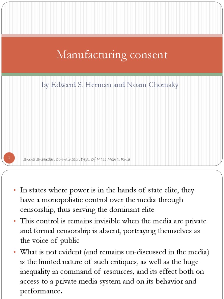 Manufacturing Consent Media Filters | PDF | Mass Media | Advertising