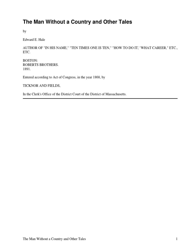 The Man Without A Country and Other Tales | PDF
