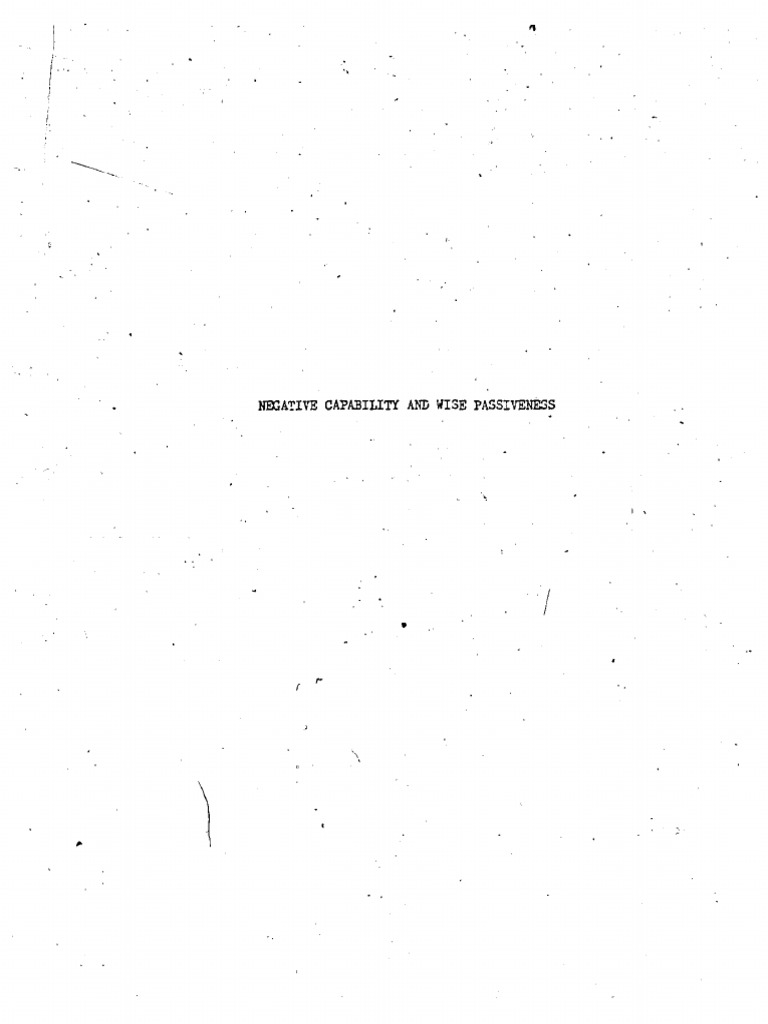 Negative Capability and Wise Passiveness | PDF | John Keats | Truth