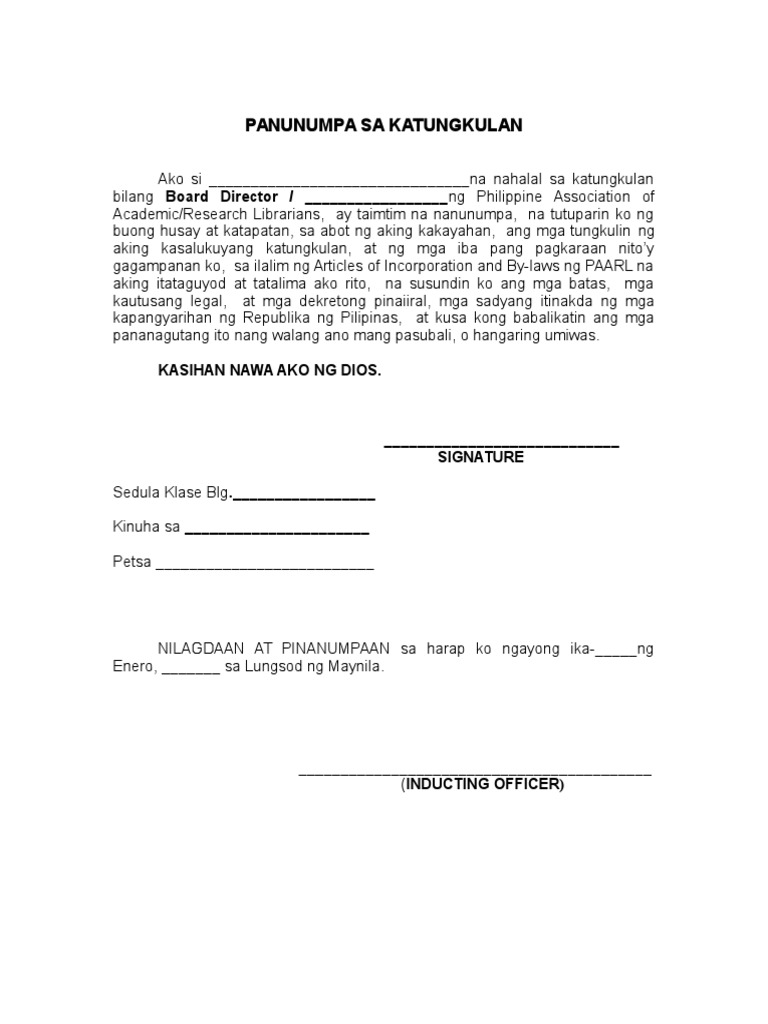 Oath of Office - Filipino | PDF