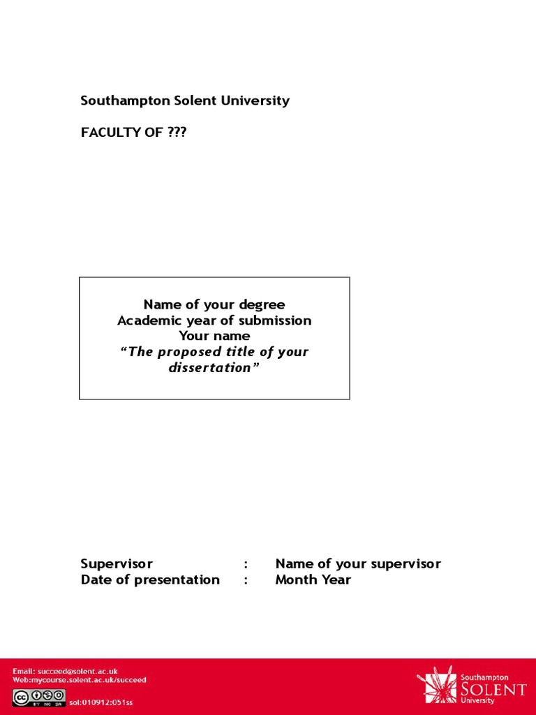 Southampton Solent University Faculty of ???: "The Proposed Title of ...