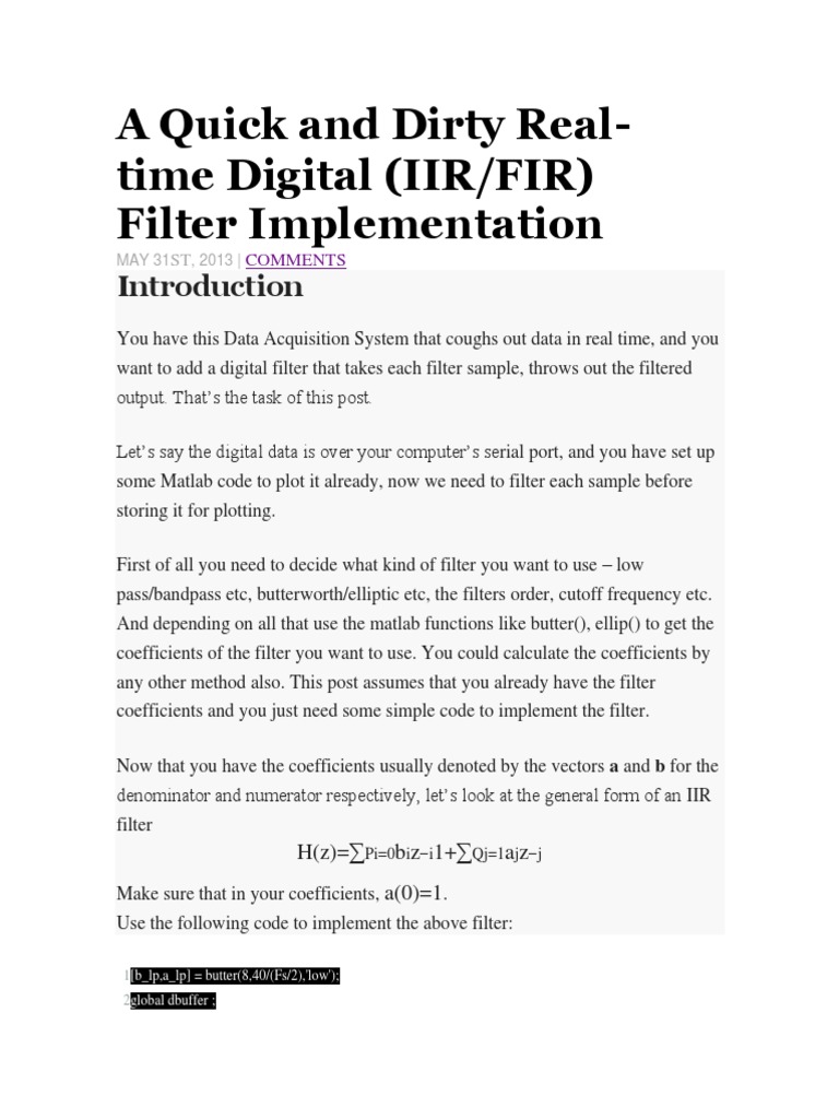 A Quick and Dirty Real | PDF | Algorithms | Signal Processing