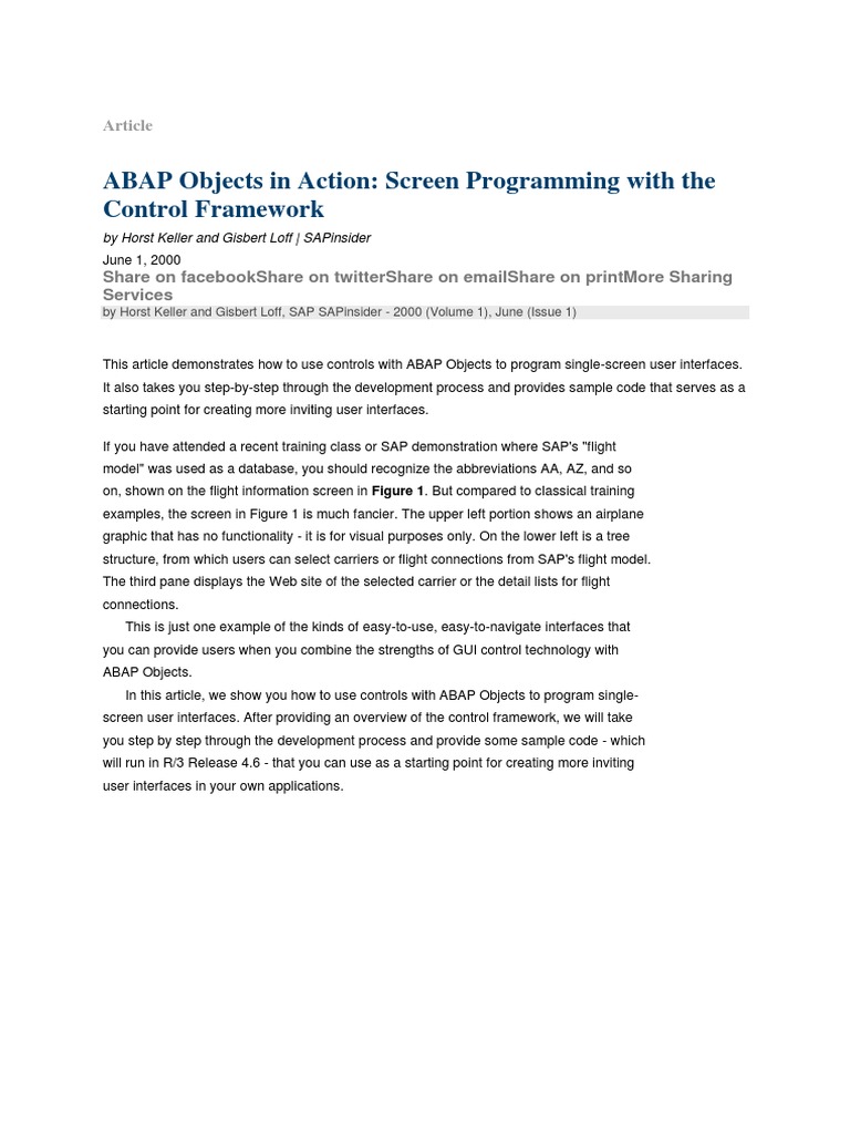 ABAP Objects in Action: Screen Programming With The Control Framework ...