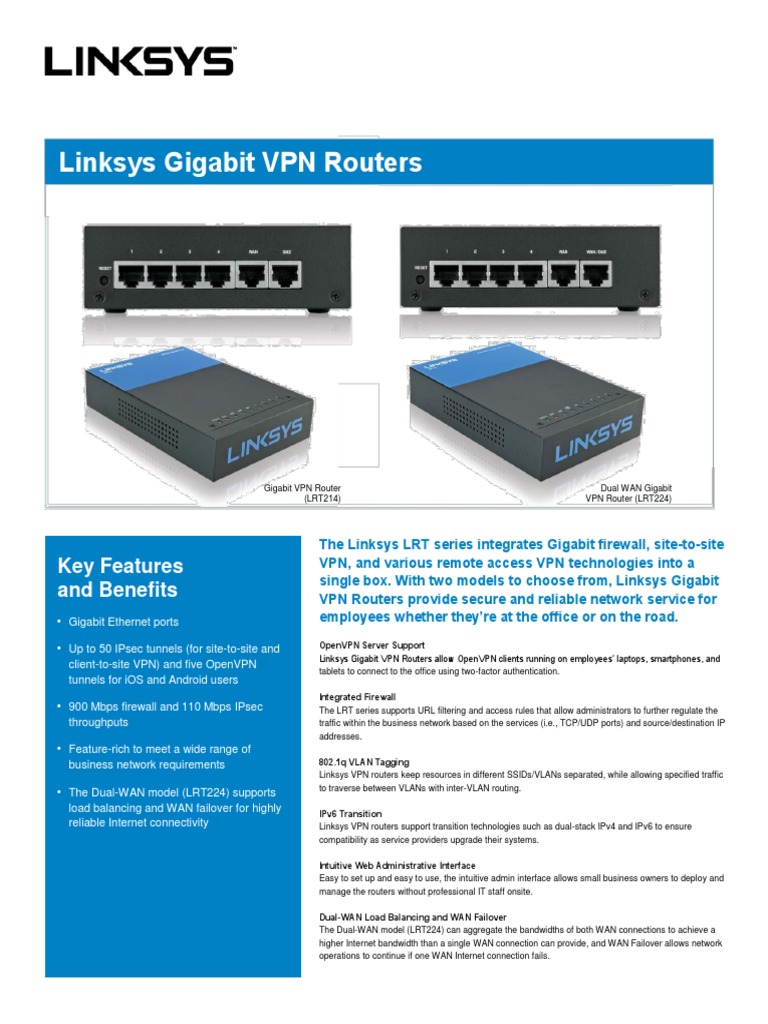 LINKSYS VPN Router Datasheet PROD Final | Virtual Private Network ...