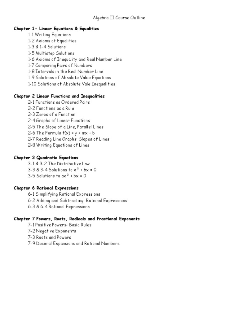 Algebra II: Course Outline | PDF