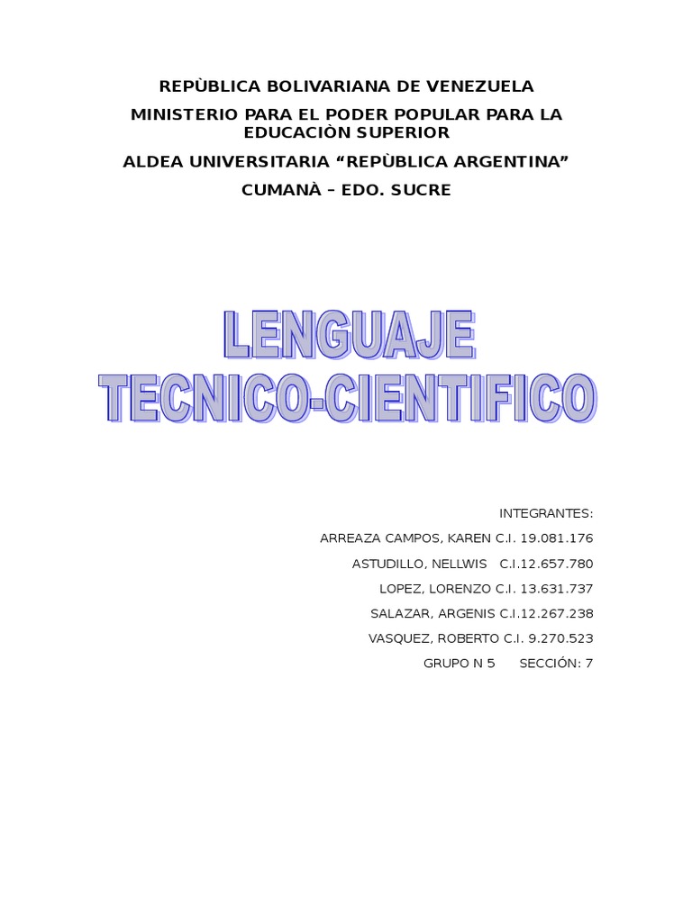 Lenguaje Tecnico Cientifico | PDF | Léxico | Diccionario