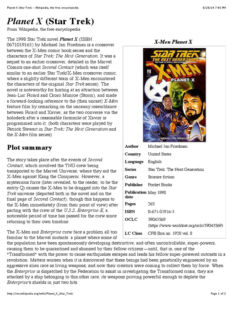 Planet X (Star Trek) : Plot Summary | PDF | Star Trek | Books