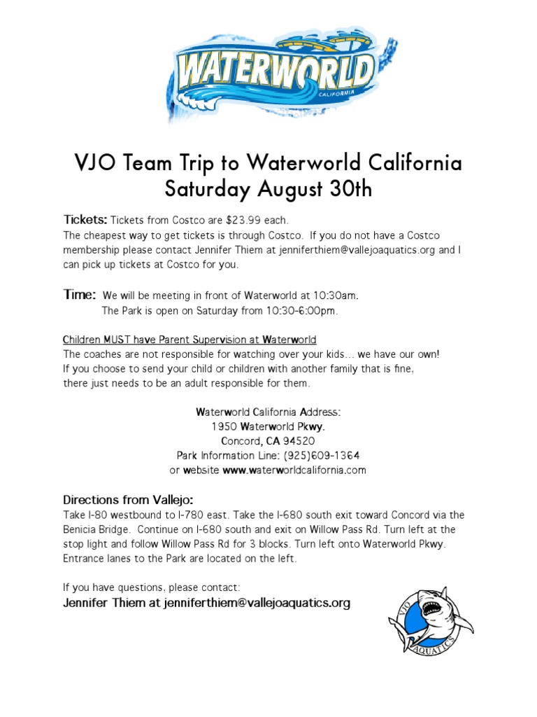 VJO Team Waterworld Trip Details | PDF