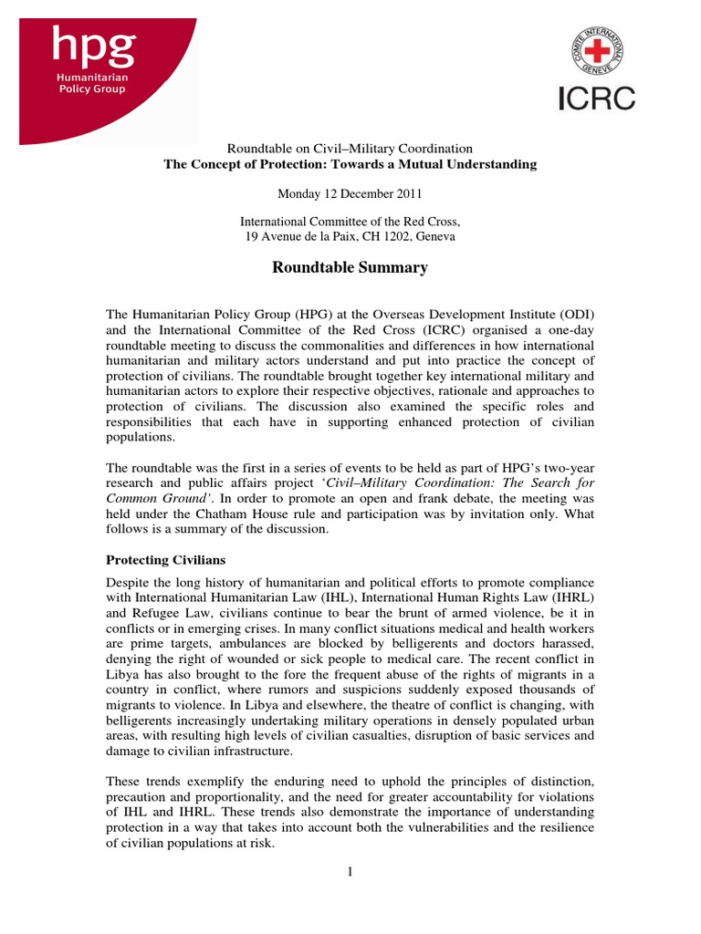 Roundtable Summary: The Concept of Protection: Towards A Mutual Understanding | Download Free ...