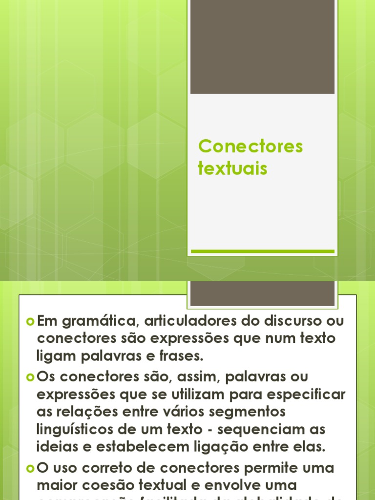 Uso e Tipos de Conectores Textuais | PDF | Artes Linguísticas e Disciplina