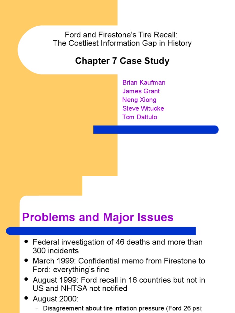 Chapter 7 Case Study: Ford and Firestone's Tire Recall: The Costliest ...